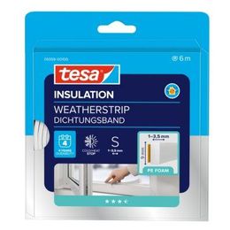 Tesa Dichtungsband Tesamoll 5559 Standard, I-Profil, f&uuml;r Spalten mit B 1-3,5 mm, PE-Schaumstoff, wei&szlig;, 1 Rolle mit L 6 m x B 9 mm