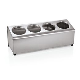 ich-zapfe Besteckkasten, Besteckeinsatz, Besteckbox Gastro f&uuml;r 4 Besteckk&ouml;cher: Edelstahl, Rutschfest & Platzsparend