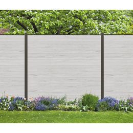 Elephant Zaun-Komplettset 'Roma Line' WPC beige mit Pfosten eloxiert zum Aufschrauben 565 x 180 cm