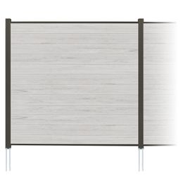 Elephant Zaun-Komplettset 'Roma Line' WPC beige mit Pfosten eloxiert zum Aufschrauben 565 x 180 cm