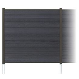 Elephant Zaun-Komplettset 'Roma Line' WPC beige mit Pfosten eloxiert zum Aufschrauben 565 x 180 cm