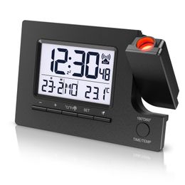 BEARWARE Projektionswecker, Digitaler Tischwecker mit Projektion, USB-Ladeport & Temperaturanzeige, schwarz