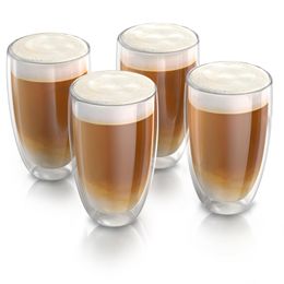 arendo Thermogl&auml;ser 4er-Set, je 450 ml, doppelwandiges Borosilikatglas, ohne Henkel, f&uuml;r Kaffee und Tee, sp&uuml;lmaschinen- und mikrowellengeeignet