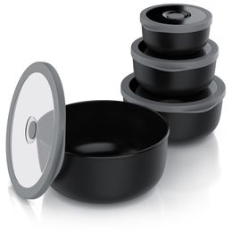 arendo R&uuml;hrsch&uuml;ssel 4er Plastiksch&uuml;ssel-Set mit Deckel 0,35 L / 0,65 L / 1,2 L / 2,0 L, Kunststoff, (Set, 4-tlg), rund, BPA-frei