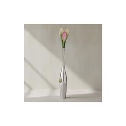 KADIMA DESIGN Gro&szlig;e moderne Aluminium Blumenvase in Silber, 75 cm hoch, stilvoll
