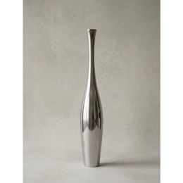 KADIMA DESIGN Vase Aluminium Modern Stil 75 cm hoch Silber S-Form f&uuml;r Einzelblumen