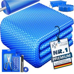 Kesser&reg; Pool Solarabdeckplane Solarfolie St&auml;rke 120&micro;m Solarabdeckung Solarplane zuschneidbar Poolsolarplane Solar Folie inkl. 1x Schere, 1x Lochzange & 12x &Ouml;sen Poolheizung f&uuml;r Wassererw&auml;rmung