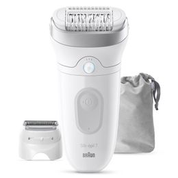 Braun Silk&middot;&eacute;pil 7, Wet & Dry, Langanhaltend glatte Haut, 7-041 Epilierer (Innovative MicroGrip-Pinzetten-Technologie, Massagerollenaufsatz, Lieferumfang: Braun Epilierer, Rasieraufsatz, Trimmeraufsatz, Hautkontaktaufsatz, Tasche, Reinigungsb&uuml;rste, Ladekabe