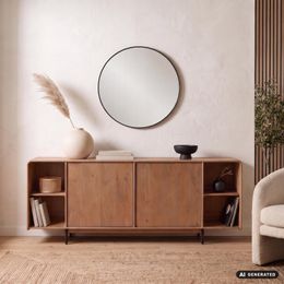 FineBuy Sideboard Mango Massivholz 180cm Anrichte Kommode 2 T&uuml;ren Holzkommode Handmade