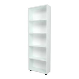 [en.casa] B&uuml;cherregal, Wei&szlig;, Holzwerkstoff, 5 F&auml;cher, 55x172x20 cm, Wohnzimmer, Regale, B&uuml;cherregale