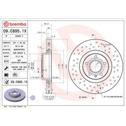 Brembo Bremsscheibe gelocht 09.C895.1X 321mm 30mm f&uuml;r Audi (FAW)