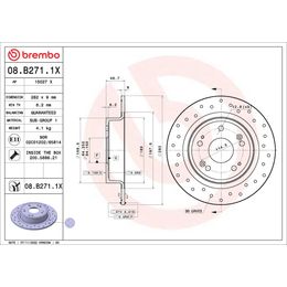 Brembo Bremsscheibe 08.B271.1X Gelocht 282mm 9mm f&uuml;r ACURA HONDA (GAC) (DONGFENG)