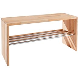 Linea Natura Schuhbank, Buche, Holz, Metall, Kernbuche, 81x40.5x30 cm, Holzm&ouml;bel, Garderoben Holz, Garderobenb&auml;nke Holz