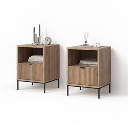 Livinity&reg; Nachttisch, Eiche, Holzwerkstoff, 1 F&auml;cher, Rechteckig, 40x55x38.1 cm, Schlafzimmer, Nachttische