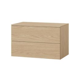 mzm24 Waschtischunterschrank, Eiche, Holzwerkstoff, Uni, 2 Schubladen, Rechteckig, 80x50x45 cm, Badezimmer, Badezimmerschr&auml;nke, Waschbeckenunterschr&auml;nke