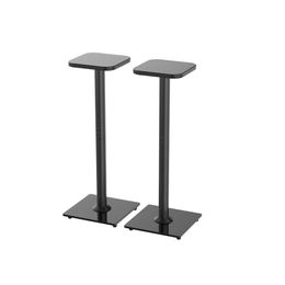 Relaxdays Lautsprecherst&auml;nder, Schwarz, Metall, Glas, 30x78.5x30 cm, Wohnzimmer, TV M&ouml;bel