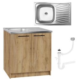 Stamar Sp&uuml;lunterschrank, Eiche, Holzwerkstoff, 80x81x46 cm, K&uuml;chen, K&uuml;chenm&ouml;bel, K&uuml;chenschr&auml;nke, K&uuml;chenunterschr&auml;nke