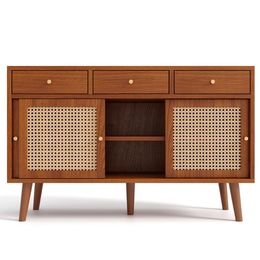 Stilvora Kommode, Walnuss, Holz, 3 F&auml;cher, 3 Schubladen, Rechteckig,Rechteckig, konisch, 120x78x40 cm, Wohnzimmer, Kommoden & Sideboards, Sideboards