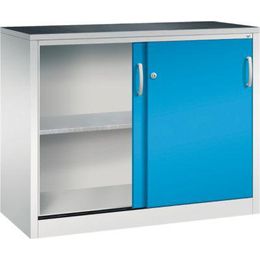 C + P Schiebet&uuml;ren-Werkzeugschrank Acurado, B 1200 x T 500 x H 1000 mm, je Fachboden 70 kg, Stahl, lichtgrau/lichtblau