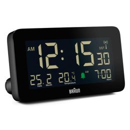 Braun Wecker Funkwecker Digital, Schwarz, Kunststoff, 13.5x7.5x4.8 cm, Dekoration, Uhren, Wecker