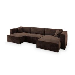 Masseno Wohnlandschaft, Braun, Kunststoff, 5-Sitzer, U-Form, 347x70x148 cm, Wohnzimmer, Sofas & Couches, Wohnlandschaften, Wohnlandschaft U-Form