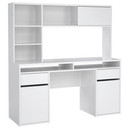 P & B Schreibtisch, Wei&szlig; Hochglanz, Holzwerkstoff, 2 Schublade(n) Schubladen, rechteckig, Wange, 48.2x156.2x149 cm, Stauraum, Arbeitszimmer, Schreibtische, B&uuml;rotische