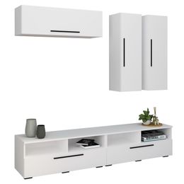 Vcm TV M&ouml;bel Wohnwand mit ausreichend Stauraum Anbauwand Ma&szlig;e H. 200 x B. 190 x T. 40 cm Fernseh M&ouml;bel &ndash; Arila XL