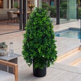 K&uuml;nstlicher Buchsbaum MCW-Q89, Buchs Buxus im Topf Dekobaum Kunstpflanze Kegel naturgetreu immergr&uuml;n Outdoor 60x30x30cm