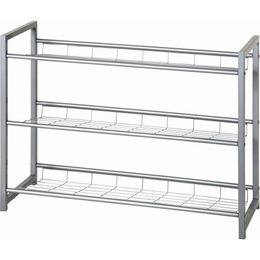 Carryhome Schuhregal, Alu, Metall, 3 F&auml;cher, 80x60x30 cm, Garderobe, Schuhaufbewahrung, Schuhregale