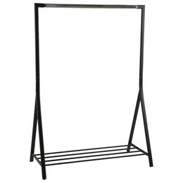 Garderobenst&auml;nder, Schwarz, Metall, 117x165x59 cm, Schuhablage, standfeste F&uuml;&szlig;e, Garderobe, Garderobenst&auml;nder