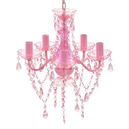 vidaXL Kronleuchter, Pink, Glas, Formgebogen, 40x80x40 cm, Lampen & Leuchten, Innenbeleuchtung, H&auml;ngelampen, Kronleuchter