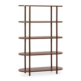 VS Venta-stock Regal, Walnuss, Holzwerkstoff, Oval, 100x148x38 cm, Wohnzimmer, Regale, B&uuml;cherregale