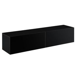 [en.casa] H&auml;ngelowboard, Schwarz Hochglanz, Holzwerkstoff, Rechteckig, 140x30x33 cm, Wohnzimmer, Wohnw&auml;nde, Lowboards, Lowboards h&auml;ngend