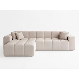 Graingold Ecksofa, Beige, Textil, Kiefer, 3-Sitzer, Ottomane links,L-Form, 265x180 cm, Wohnzimmer, Sofas & Couches, Wohnlandschaften, Ecksofas