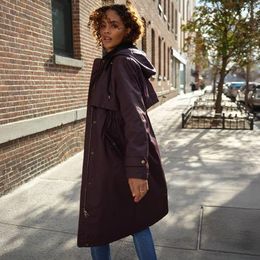LANDS' END Langer, gewachster Mantel mit Kapuze f&uuml;r Damen in Petite-Gr&ouml;&szlig;e, Damen, size: petite, Lila, Baumwolle/Polyester, by Lands' End