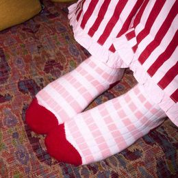 LANDS' END Lands' End x Lulu Guinness Lips Socken (3er-Set) f&uuml;r Damen, Damen, size: regular, Blau, Polyester/Polyester-Mischung, by Lands' End