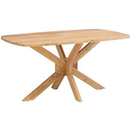 Mid.you Esstisch, Akazie, Holz, Metall, Akazie, massiv, oval, Sternfu&szlig;, 85x76x160 cm, Fsc, Esszimmer, Tische, Esstische, Esstische oval