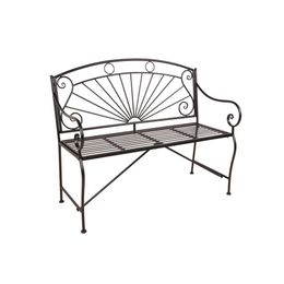 Gardenson Gartenbank, Schwarz, Metall, 2-Sitzer, 111x96x55 cm, mit R&uuml;ckenlehne, Gartenm&ouml;bel, Gartenb&auml;nke
