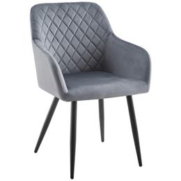 Ti'me Armlehnstuhl, Grau, Schwarz, Metall, Textil, Rundrohr, 57x84.5x59 cm, Esszimmer, St&uuml;hle, Esszimmerst&uuml;hle, Armlehnenst&uuml;hle