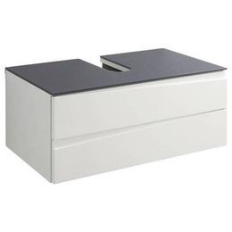 Mid.you Waschbeckenunterschrank, Grau, Wei&szlig; Hochglanz, Holzwerkstoff, 2 Schublade(n) Schubladen, 80x33x47 cm, FSC Mix, h&auml;ngend, Badezimmer, Badezimmerschr&auml;nke, Waschbeckenunterschr&auml;nke