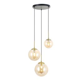Novel H&auml;ngeleuchte, Schwarz, Gold, Bernstein, Metall, Glas, rund,rund, 40x120x46 cm, RoHS, CE, Lampen & Leuchten, Innenbeleuchtung, H&auml;ngelampen, Pendelleuchten
