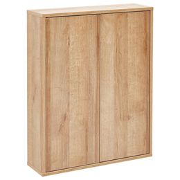 Mid.you H&auml;ngeschrank, Eiche, Glas, 2 F&auml;cher, 60x75x20.1 cm, Badezimmer, Badezimmerschr&auml;nke, H&auml;ngeschr&auml;nke
