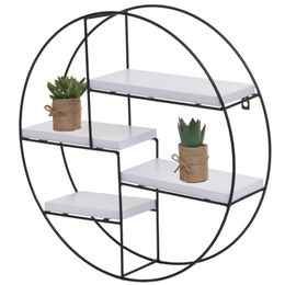 Wandregal MCW-K76, H&auml;ngeregal Schweberegal Regal, 4 Regalb&ouml;den Metall Massiv-Holz Industrial 45x45x11cm ~ wei&szlig;