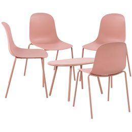 CLP 4er Sitzgruppe Veldin I Garten-Set 4x Stuhl stapelbar und 1x Tisch I Outdoor-Set wetterfest und UV-best&auml;ndig I Gartenm&ouml;bel