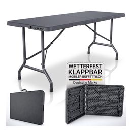 Juskys&reg; Klappbarer Gartentisch Easyfold Anthrazit - Klapptisch mit Tragegriff, stabiler multifunktionaler Buffettisch, 180x74x74 cm