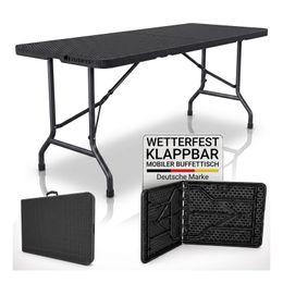 Juskys&reg; Klappbarer Gartentisch Easyfold Schwarz - Klapptisch mit Tragegriff, stabiler multifunktionaler Buffettisch, 180x74x74 cm