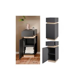VICCO Midischrank Badschrank Badezimmerschrank Gloria Anthrazit Sonoma 33 x 76 cm modern Badezimmer T&uuml;r Schublade 2 F&auml;cher
