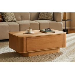 Riess Ambiente Nordischer Couchtisch VALHALLA WOOD 100cm natur Eichenholz mit Schublade Riess-Ambiente Sofatisch Wohnzimmertisch rechteckig