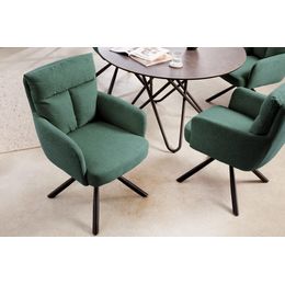 Riess Ambiente Drehbarer Retro Stuhl BIG GEORGE gr&uuml;n mit Armlehnen und Taschenfederkernpolsterung Riess-Ambiente Esszimmerstuhl K&uuml;chenstuhl