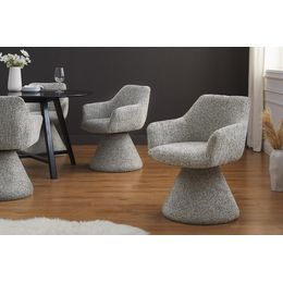 Riess Ambiente Drehbarer Stuhl AMBIENTO grau Chenille 180&deg; mit Auto-Return Polsterstuhl Riess-Ambiente Esszimmerstuhl K&uuml;chenstuhl Modern & Design